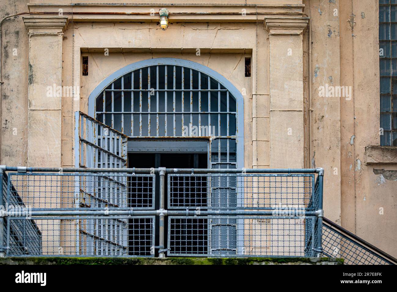 Security gate of the federal prison of Alcatraz Island in the middle of ...