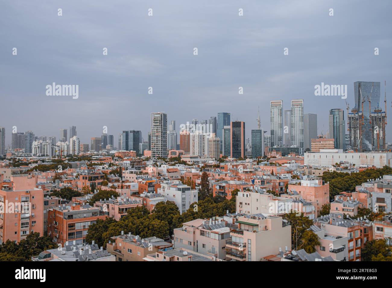 An aerial view of a developed and modern Tel Aviv City in Israel ...