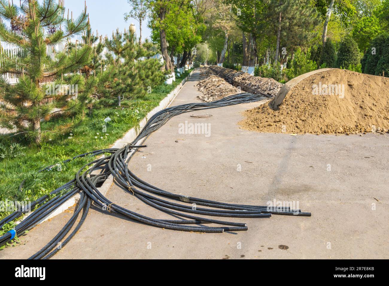 Underground wiring for communication Stock Photo - Alamy