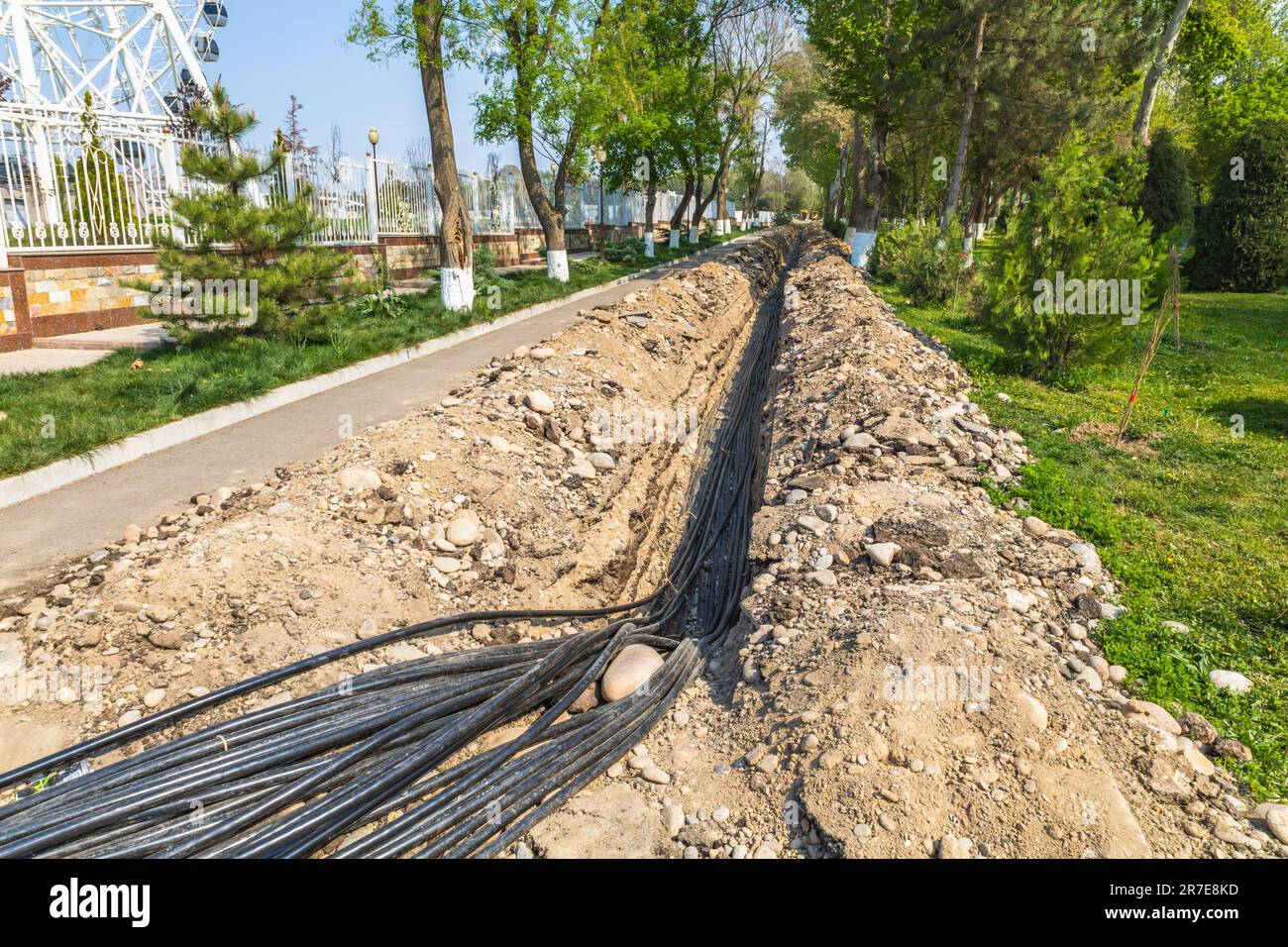 Underground wiring for communication Stock Photo - Alamy