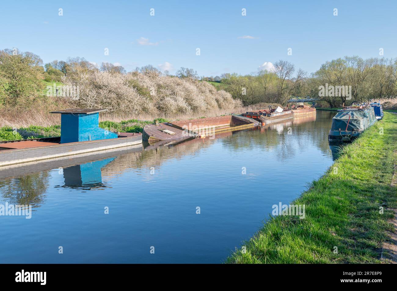 Rusty Canal Barge Narrow boat Awaiting Restoration on the Grand Union ...