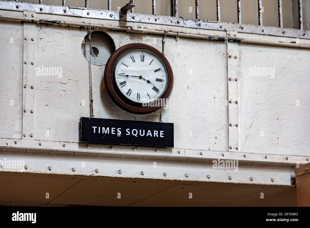 Clock of the federal prison on Alcatraz Island in the middle of the bay ...