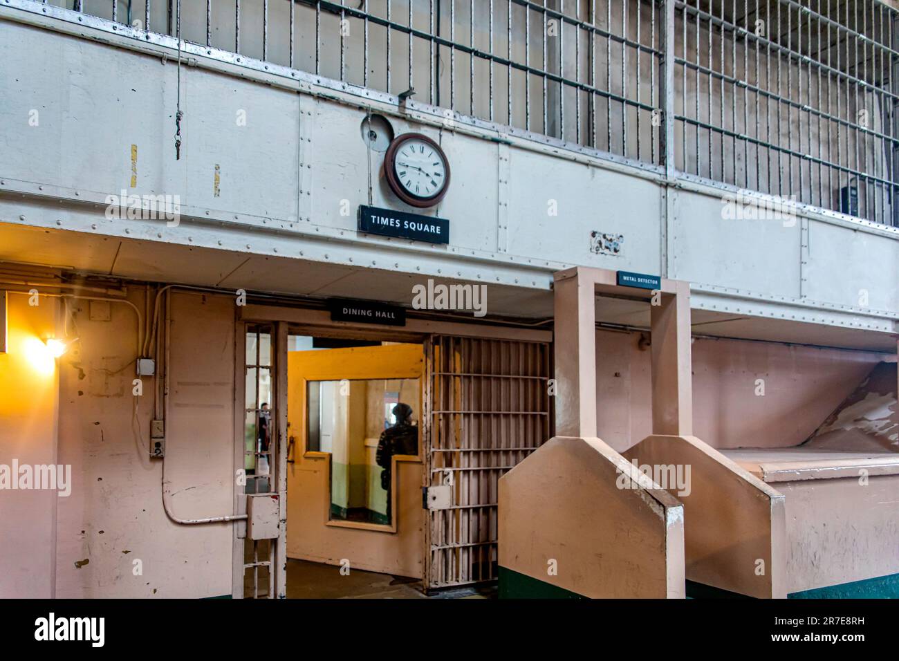 Clock in the dining room of the federal prison on Alcatraz Island in ...