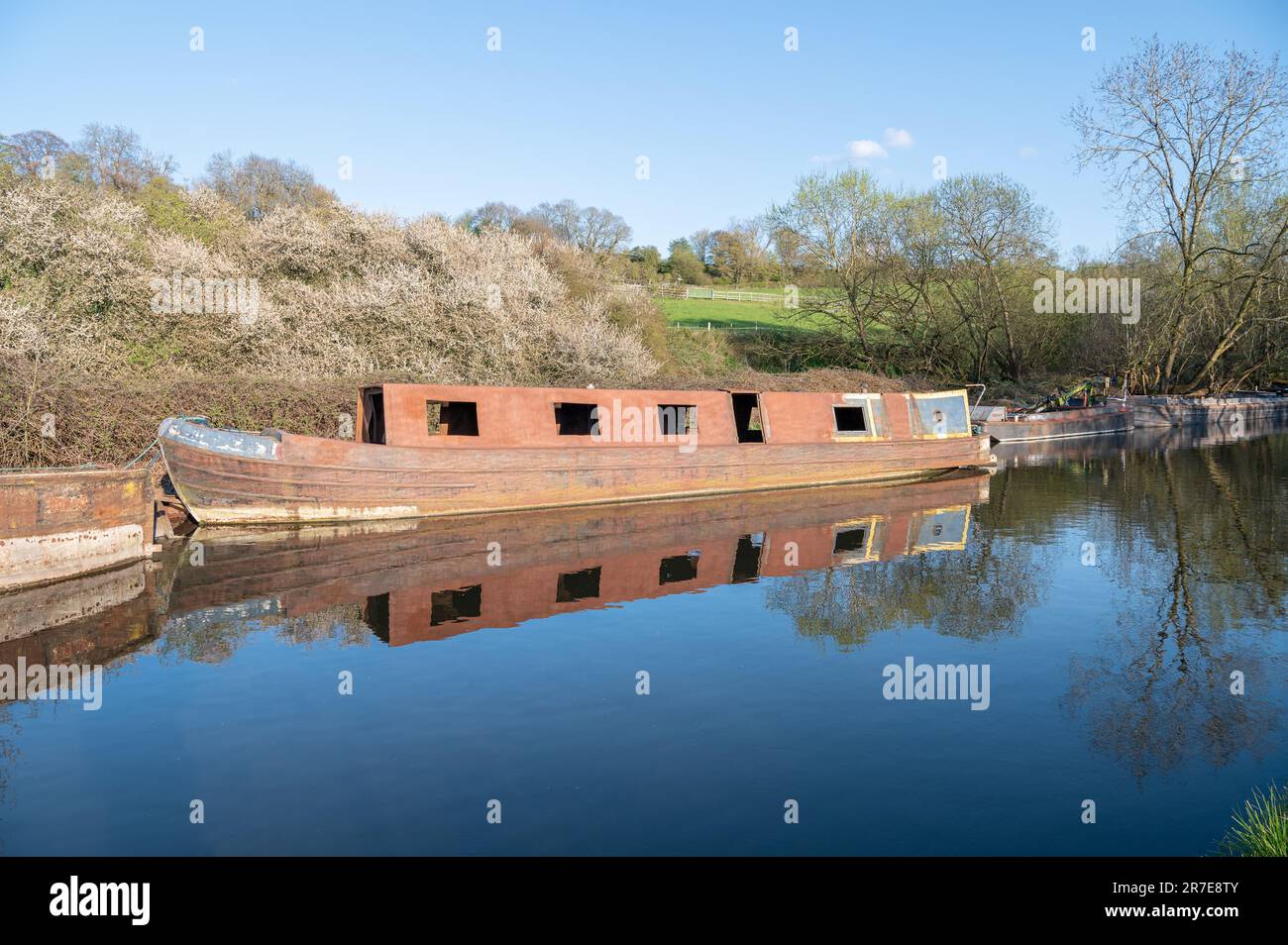 Rusty Canal Barge Narrow boat Awaiting Restoration on the Grand Union ...