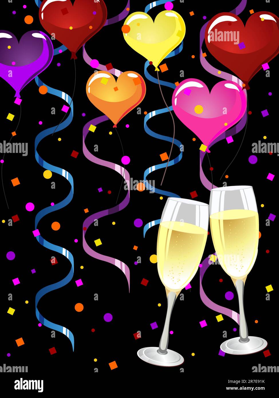 vector eps 10 illustration of glasses with sparkling wine on a colorful ...