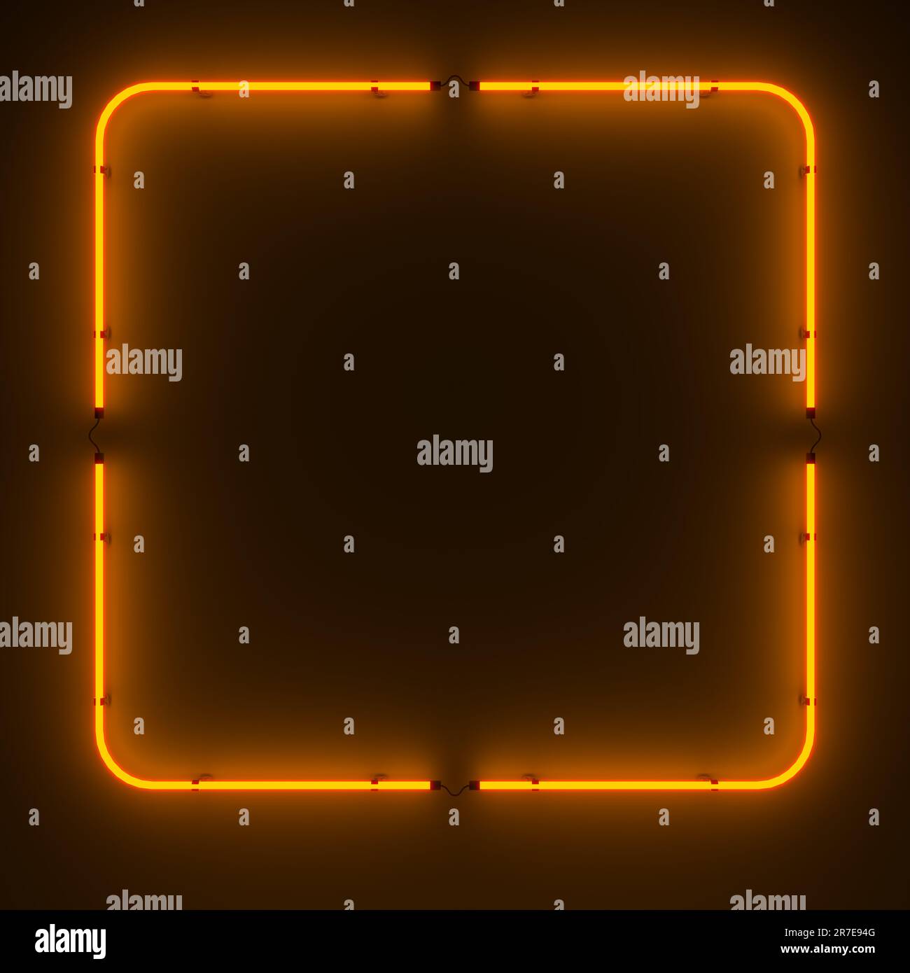 Yellow neon light frame on dark wall. 3d illustration Stock Photo - Alamy