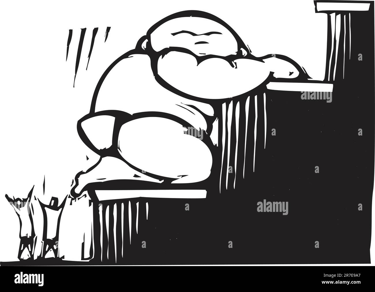 Giant fat baby trying to climb the stairs Stock Vector Image & Art - Alamy