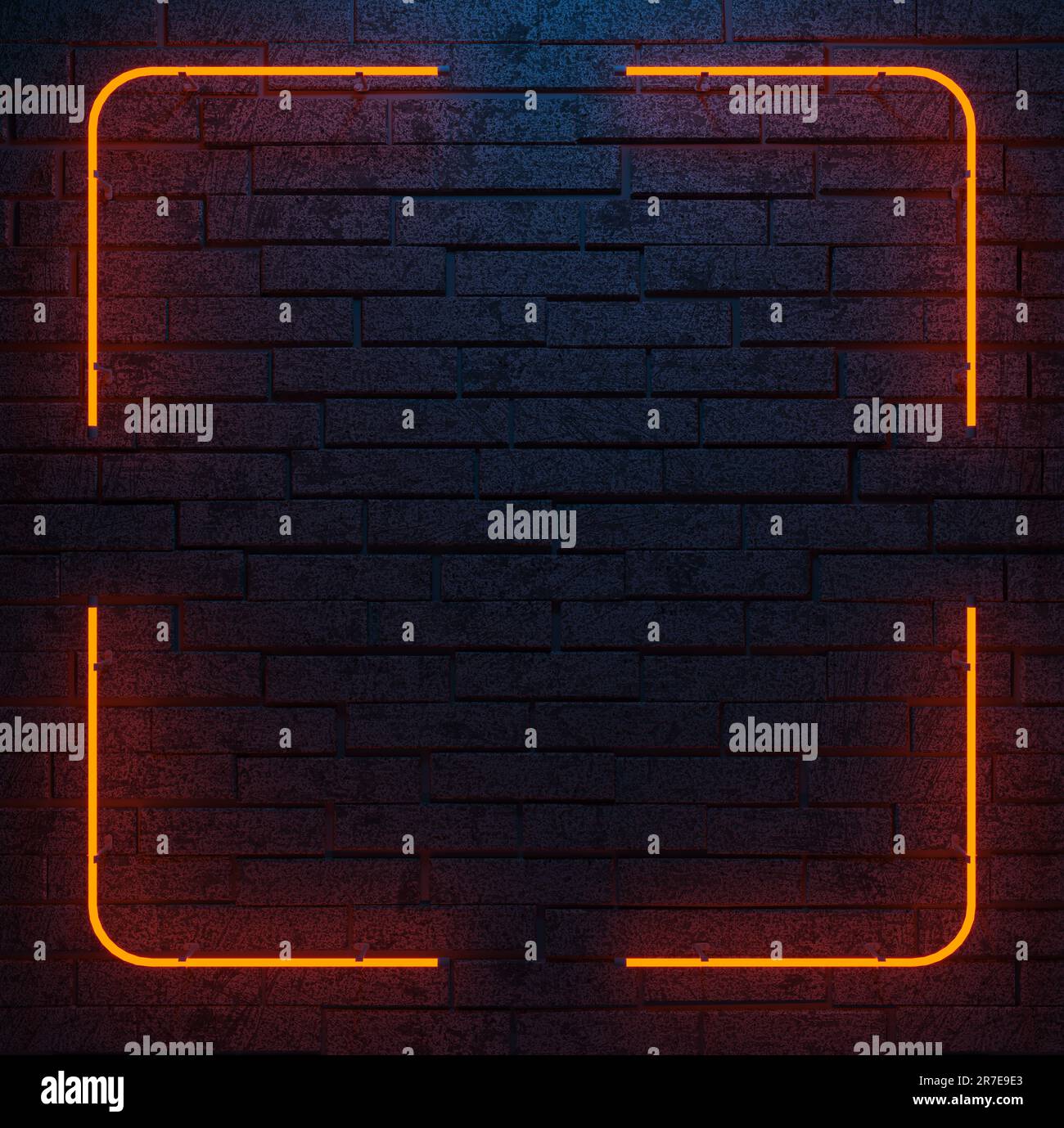 Neon sign. Square glowing light banner with copy space. Electric ...