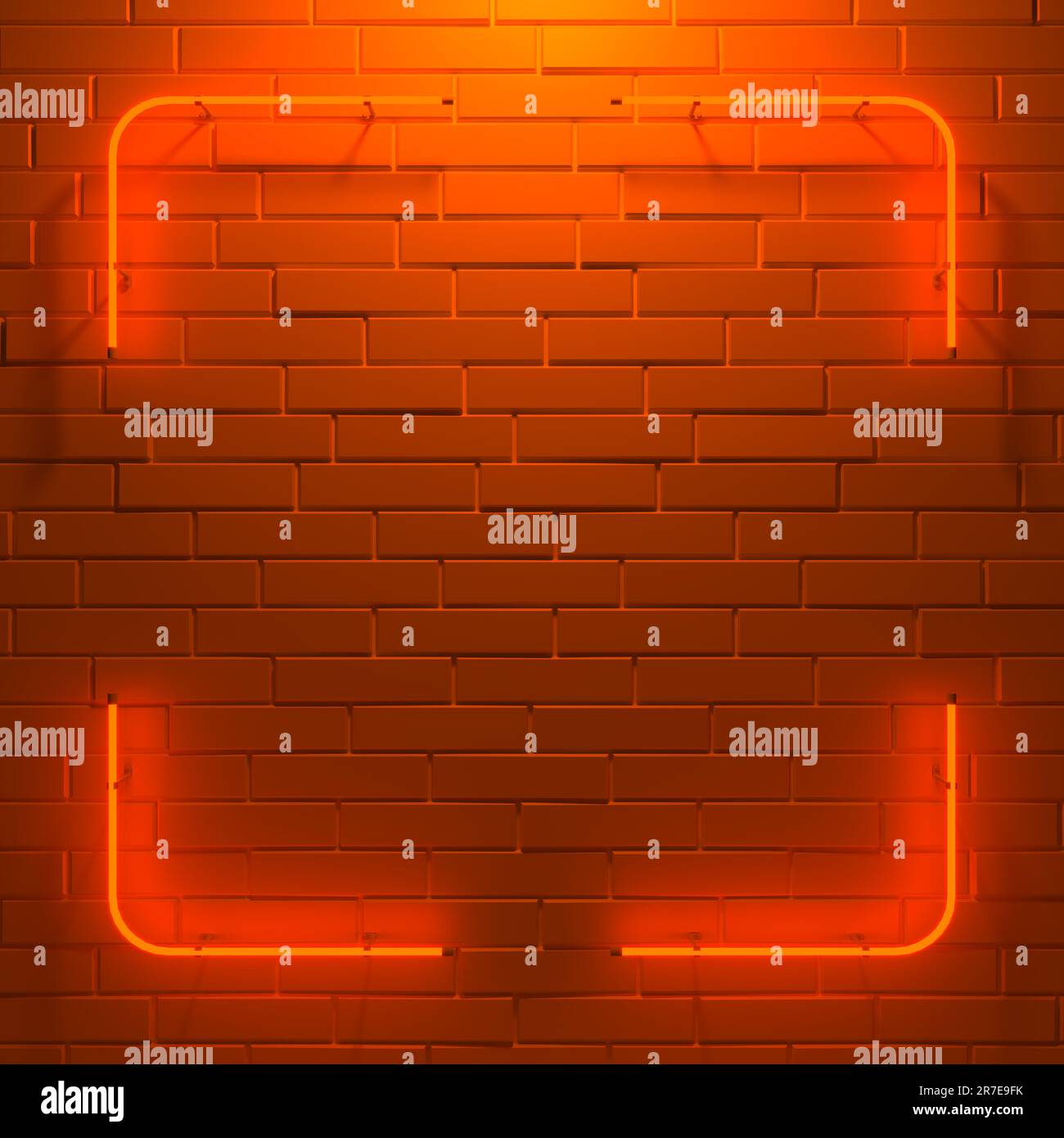 Neon Glowing Rectangle Frame Shaped Lines Tubes Orange Colored Lights ...