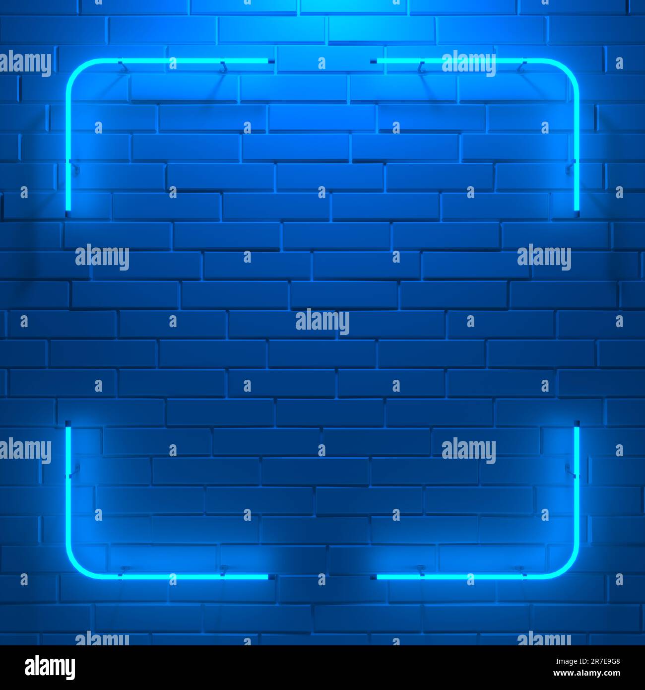 Brick wall illuminated with neon blue light. Abstract background. Light ...
