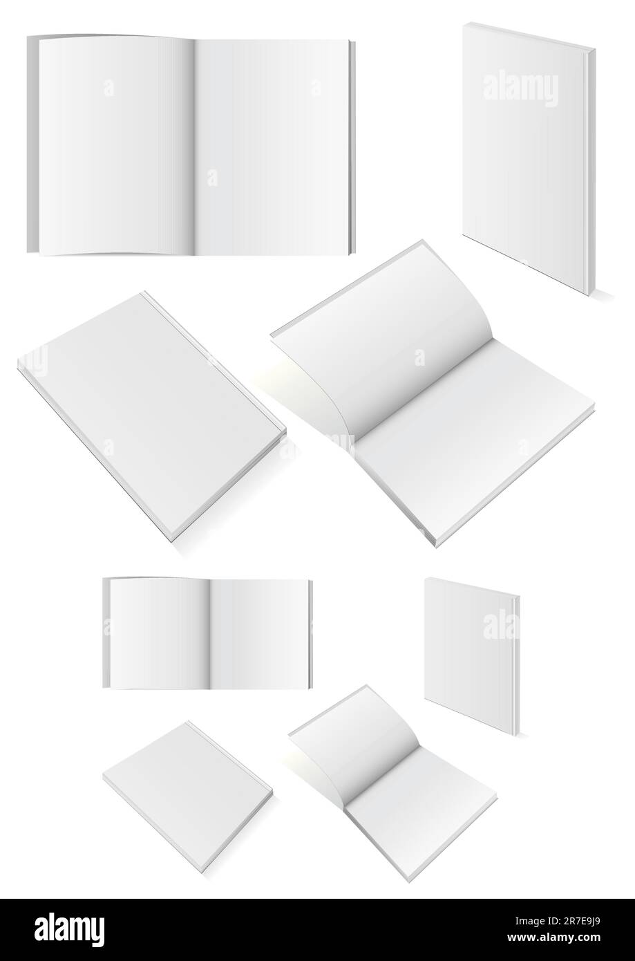 Vector illustration set of blank square of rectangle books with ...