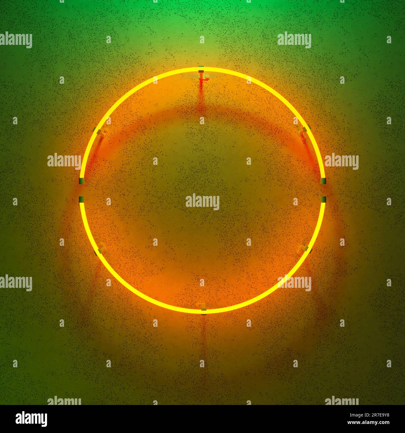 Neon Glowing Circle Frame Shaped Lines Tubes Green Yellow Colored ...