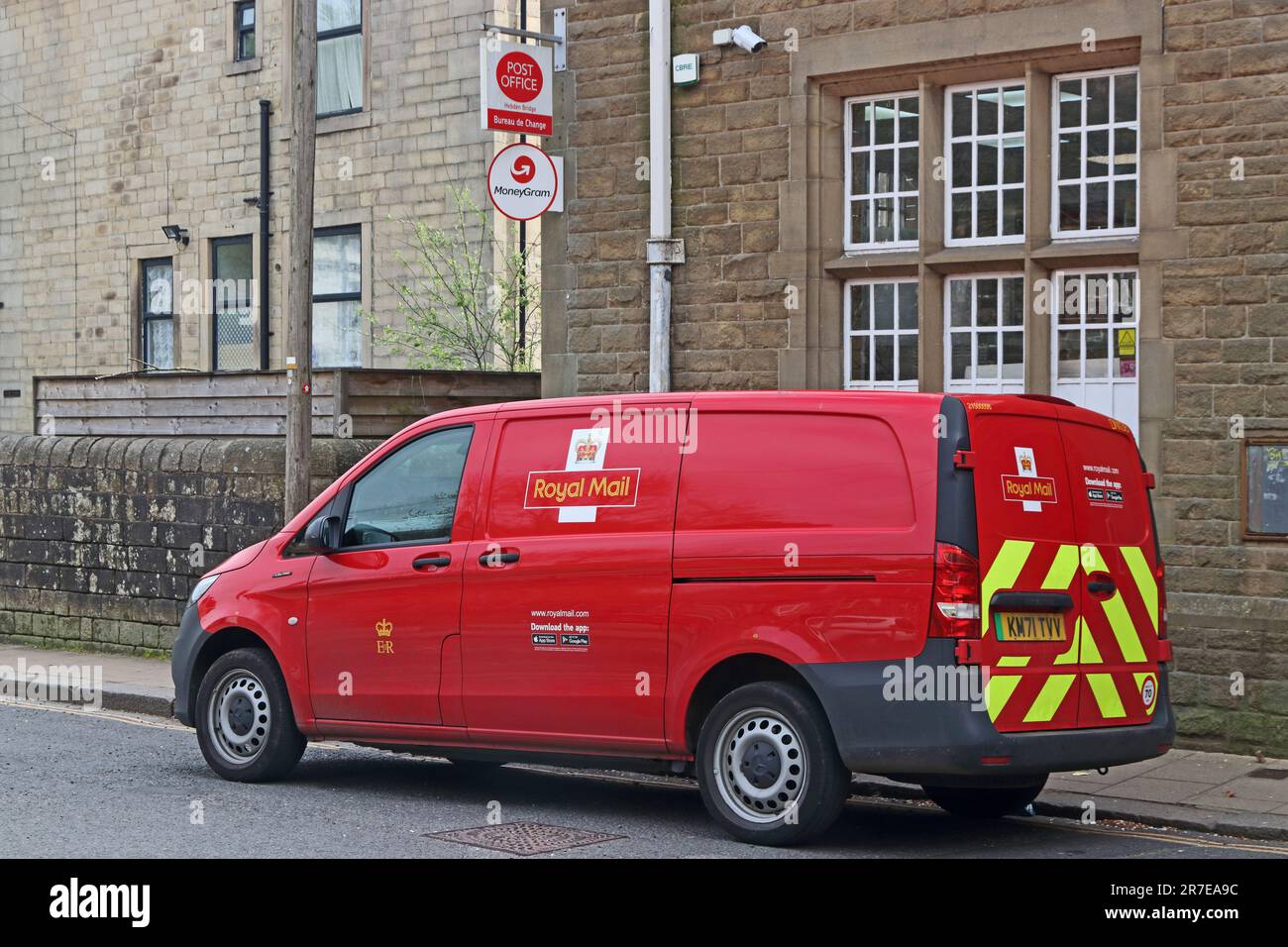 Red Royal Mail van outside Post Office, Hebden Bridge Stock Photo - Alamy