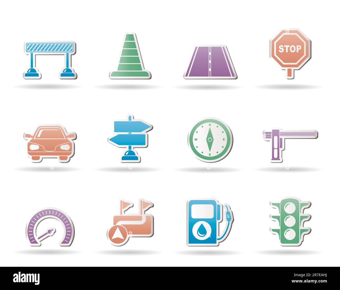 Road, navigation and traffic icons - vector icon set Stock Vector Image ...