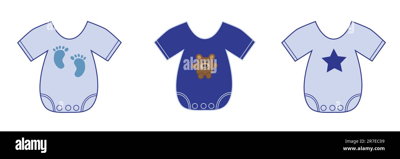Blue baby boy onesie clothes Stock Vector Image & Art - Alamy