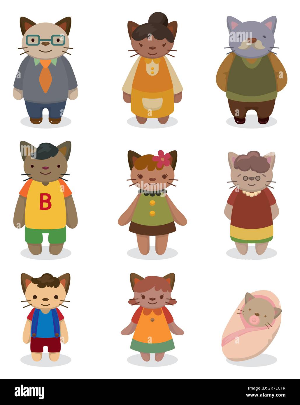 cartoon cat family icon set Stock Vector Image & Art - Alamy