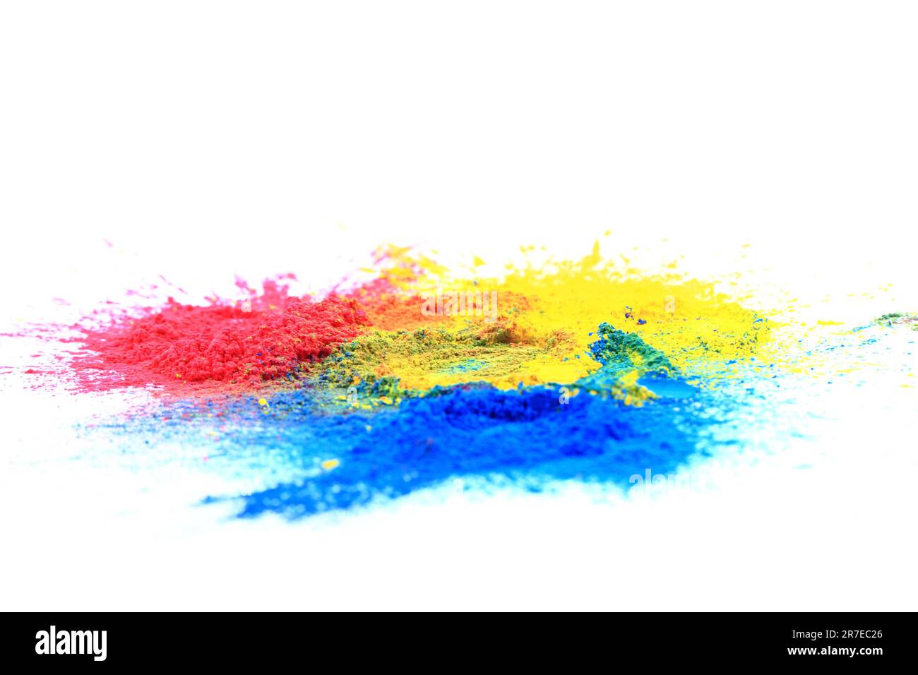 cmyk toner powder (cyan, magenta, yellow, black) isolated on white ...
