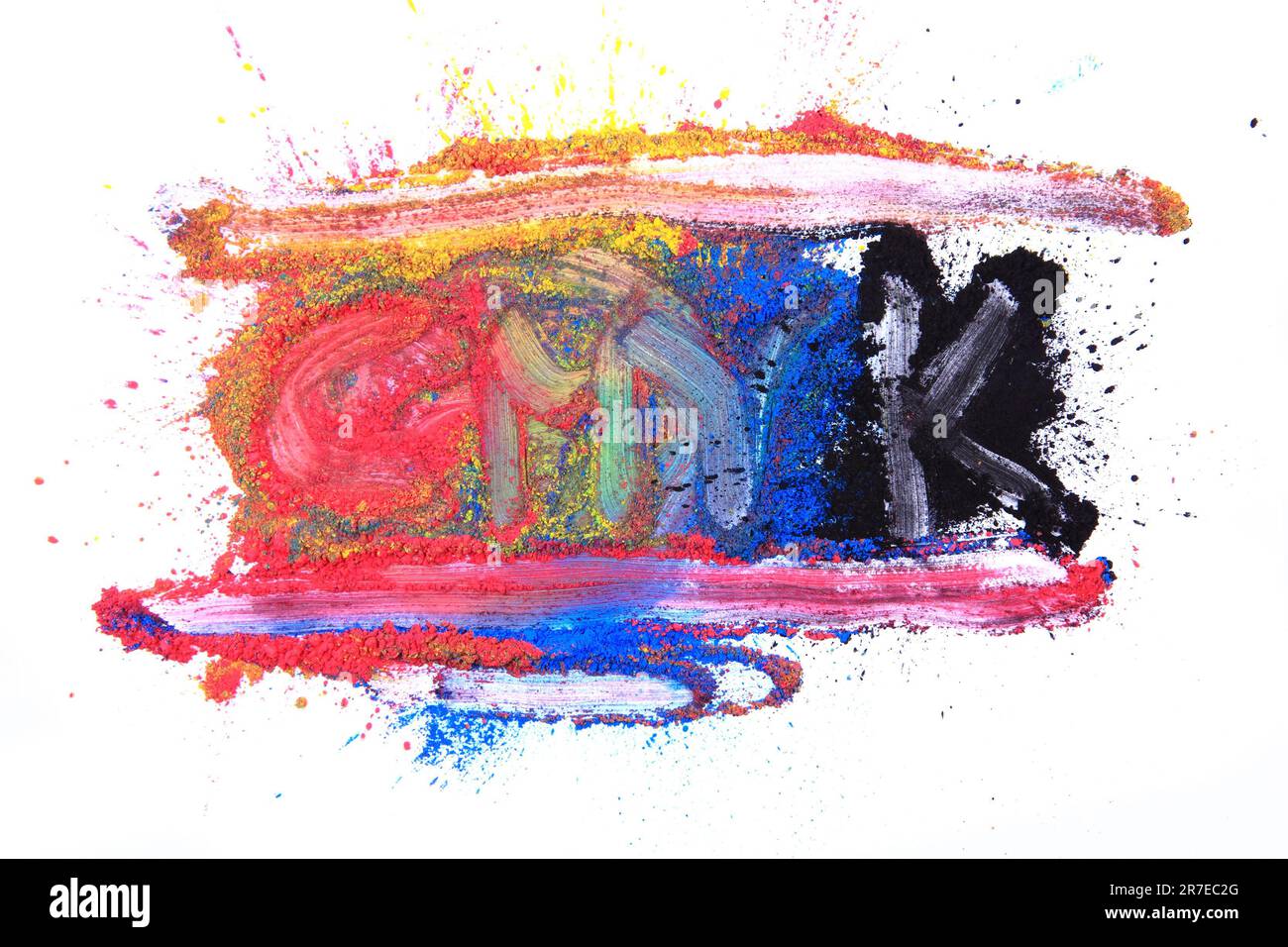 cmyk toner powder (cyan, magenta, yellow, black) isolated on white ...
