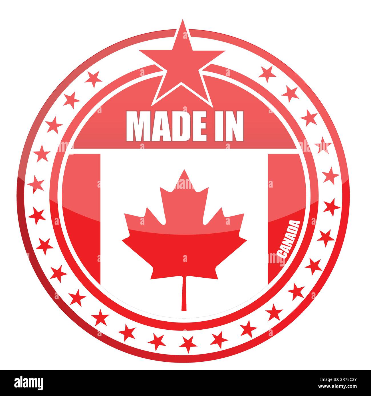 Circular illustration made in canada stamp isolated over a white ...