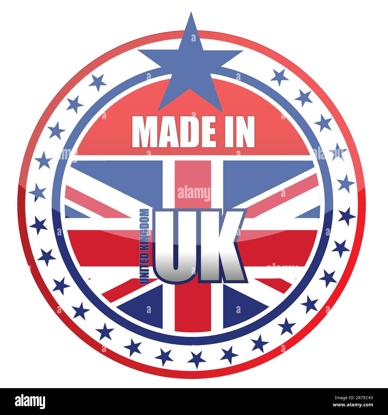 Circular illustration made in uk stamp isolated over a white background ...