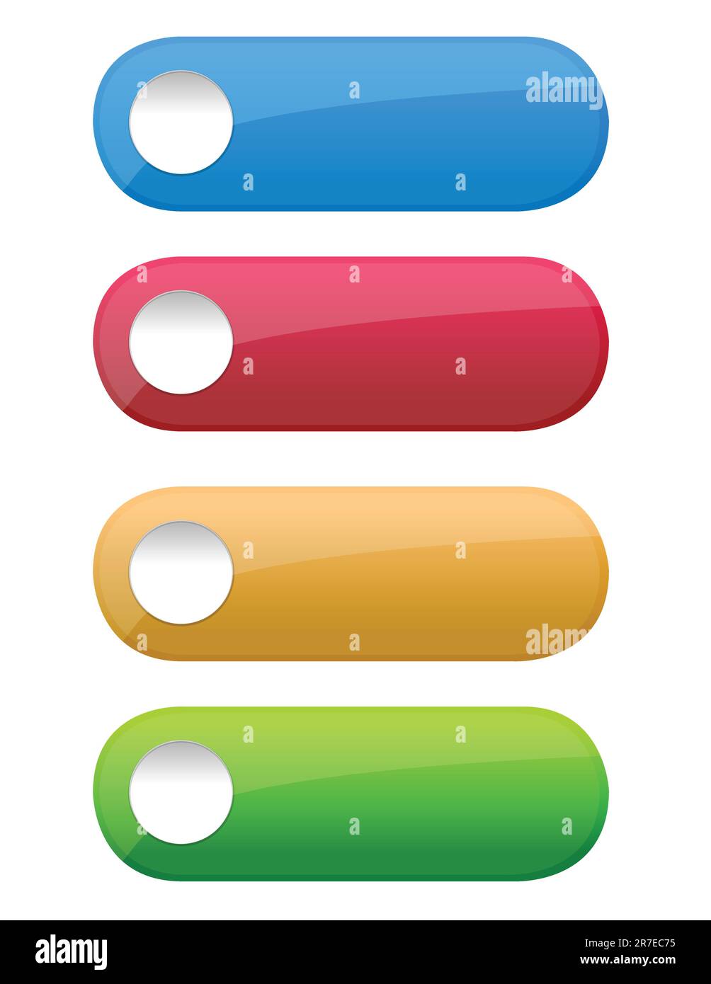 Four different color ecommerce web buttons on a white background vector ...