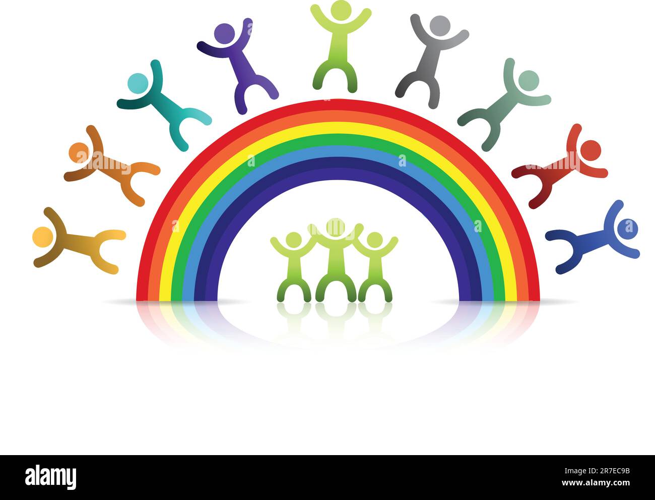 Diversity rainbow kids isolated over a white background Stock Vector ...
