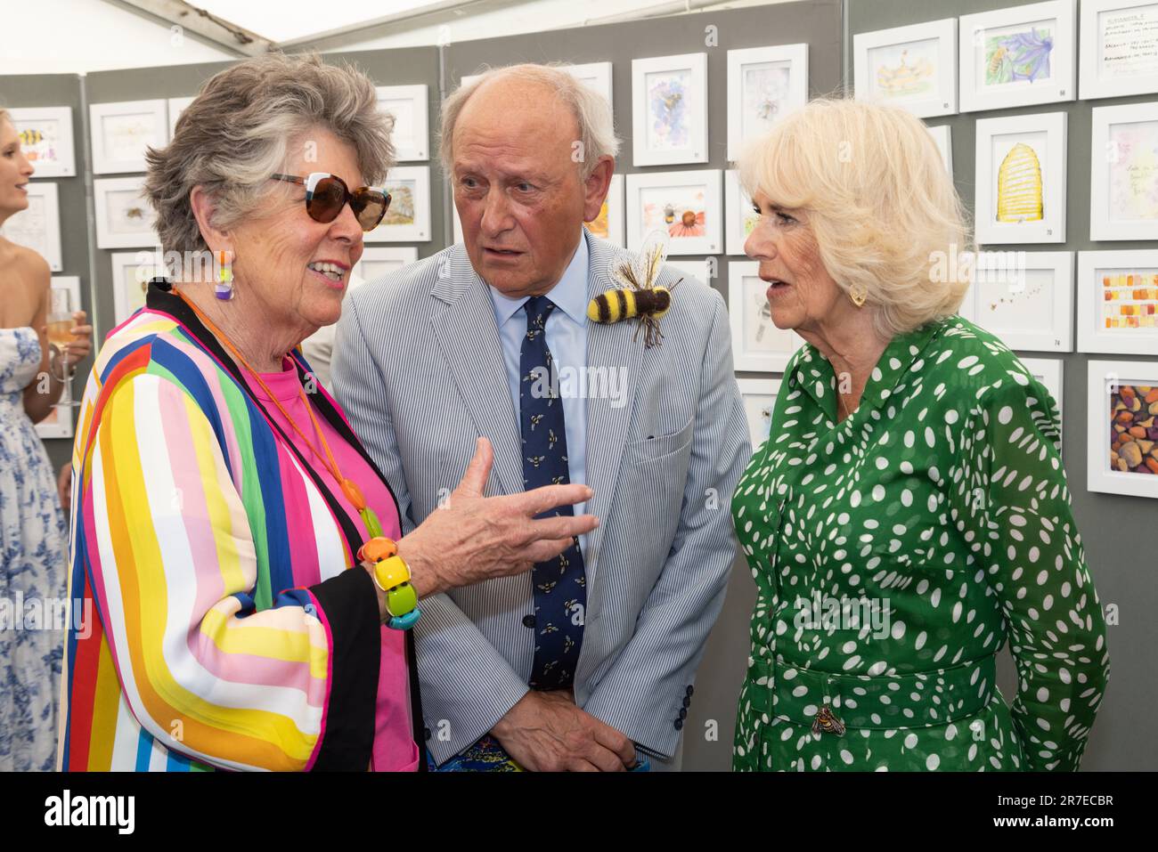LONDON, UK: June 14, 2023, Queen Camilla talks to Prue Leith and ...