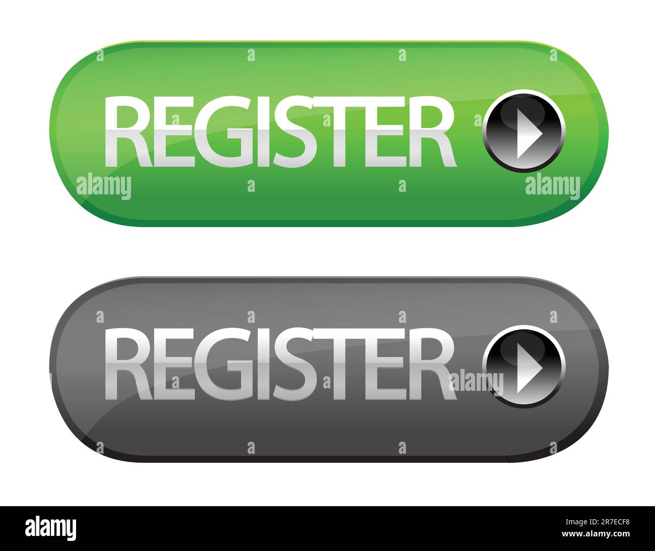 Website registration buttons isolated on white background Stock Vector ...