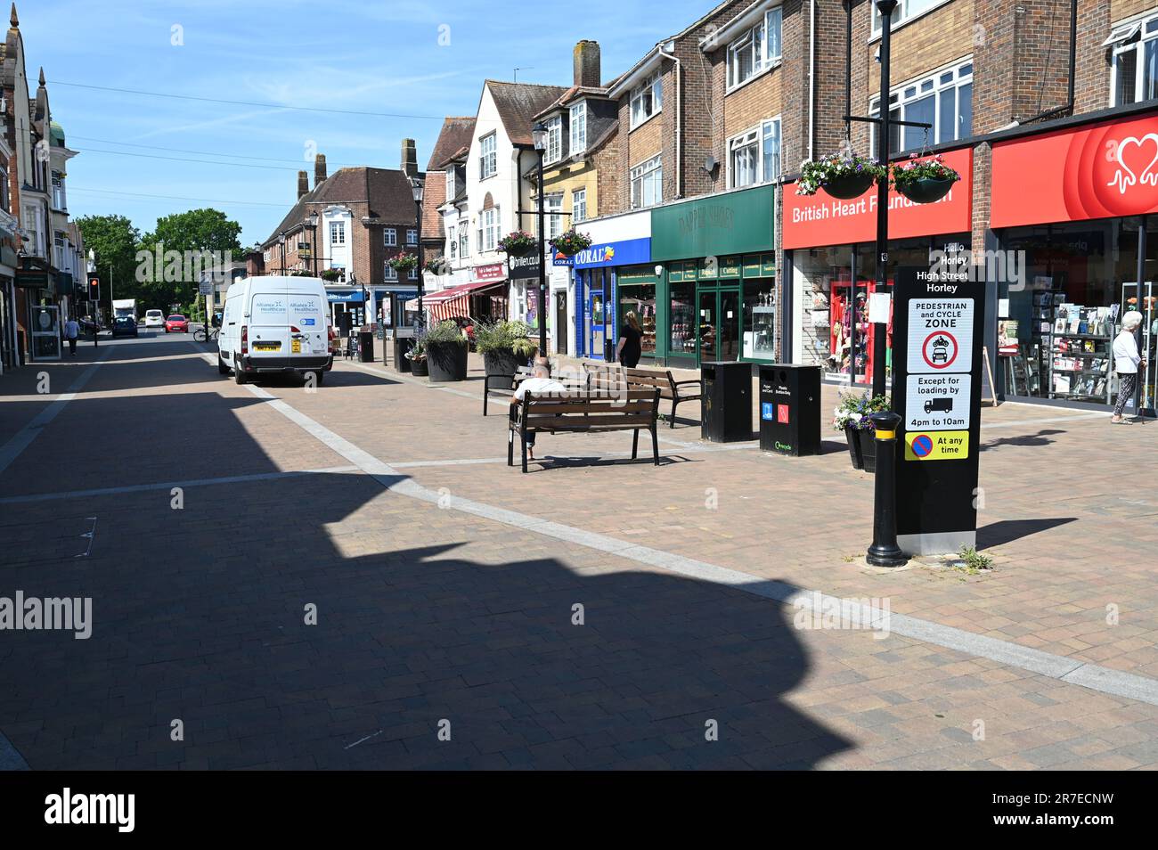 The town centre in Horley Surrey on a hot summers day in June Stock ...