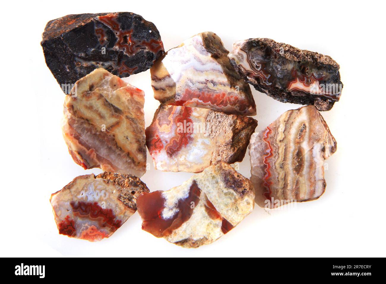 czech agate collection isolated on the white background Stock Photo - Alamy