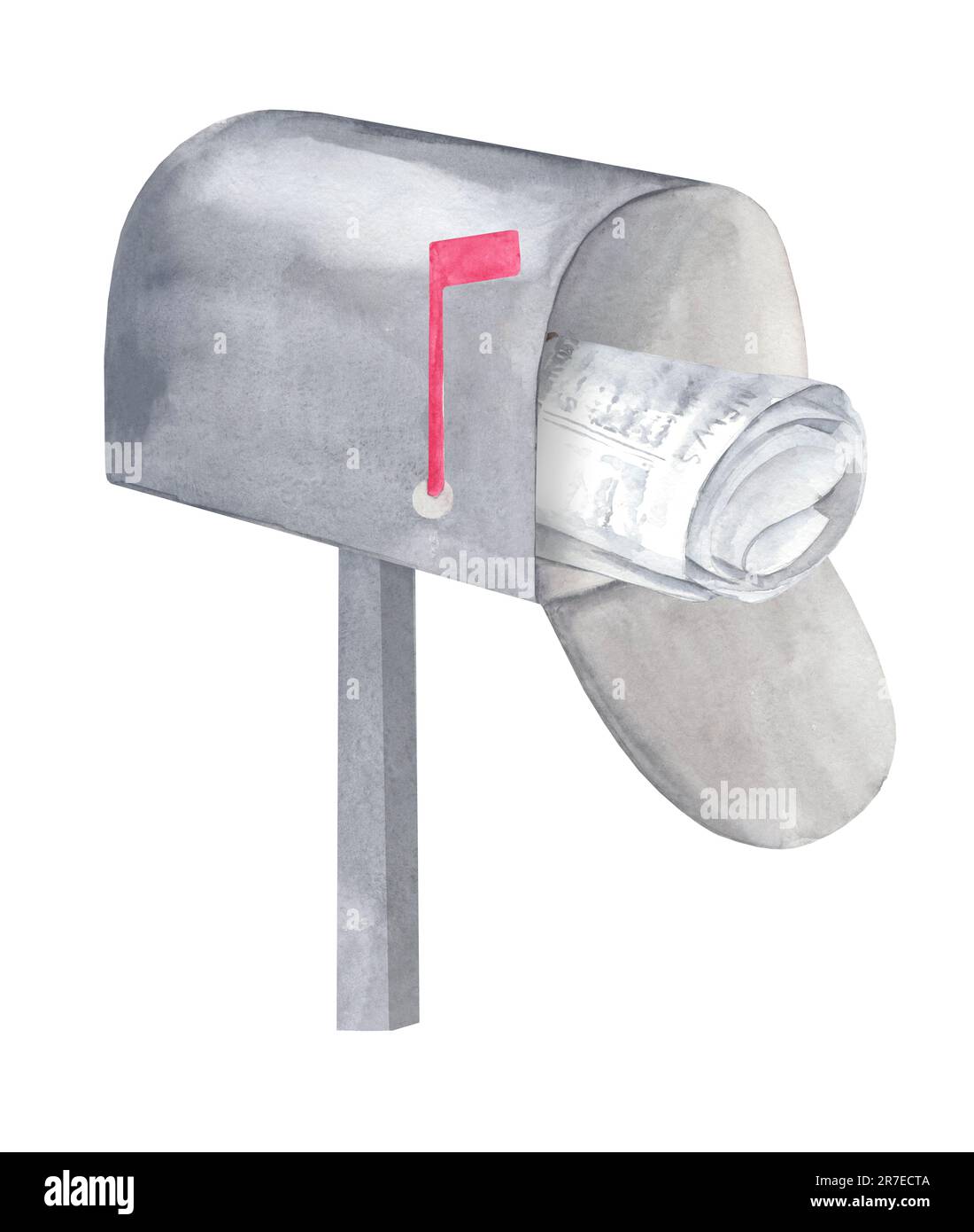 Mailbox watercolor illustration isolated on white background. Morning ...