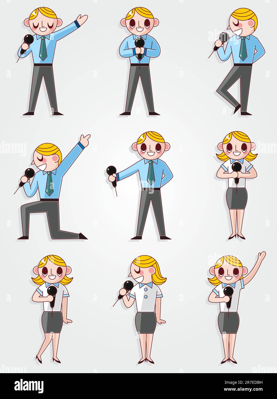 set of funny cartoon office worker talk with Microphone and speaker Stock Vector Image & Art - Alamy