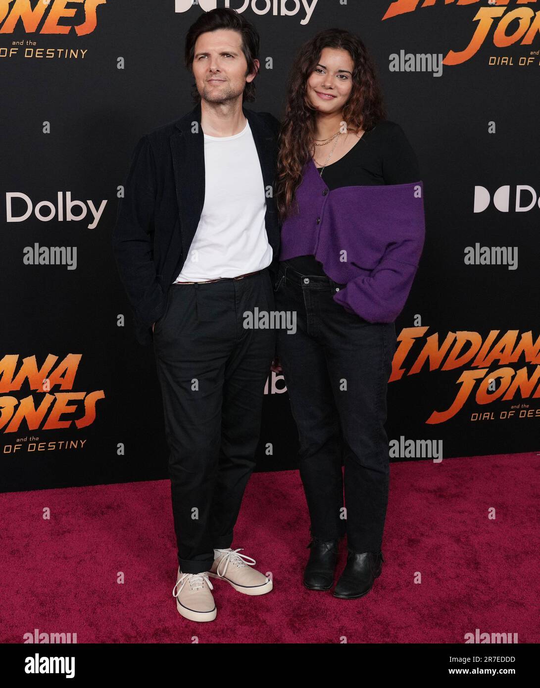 Los Angeles, USA. 14th June, 2023. (L-R) Adam Scott and Frankie Scott at the LucasFilms' INDIANA ...