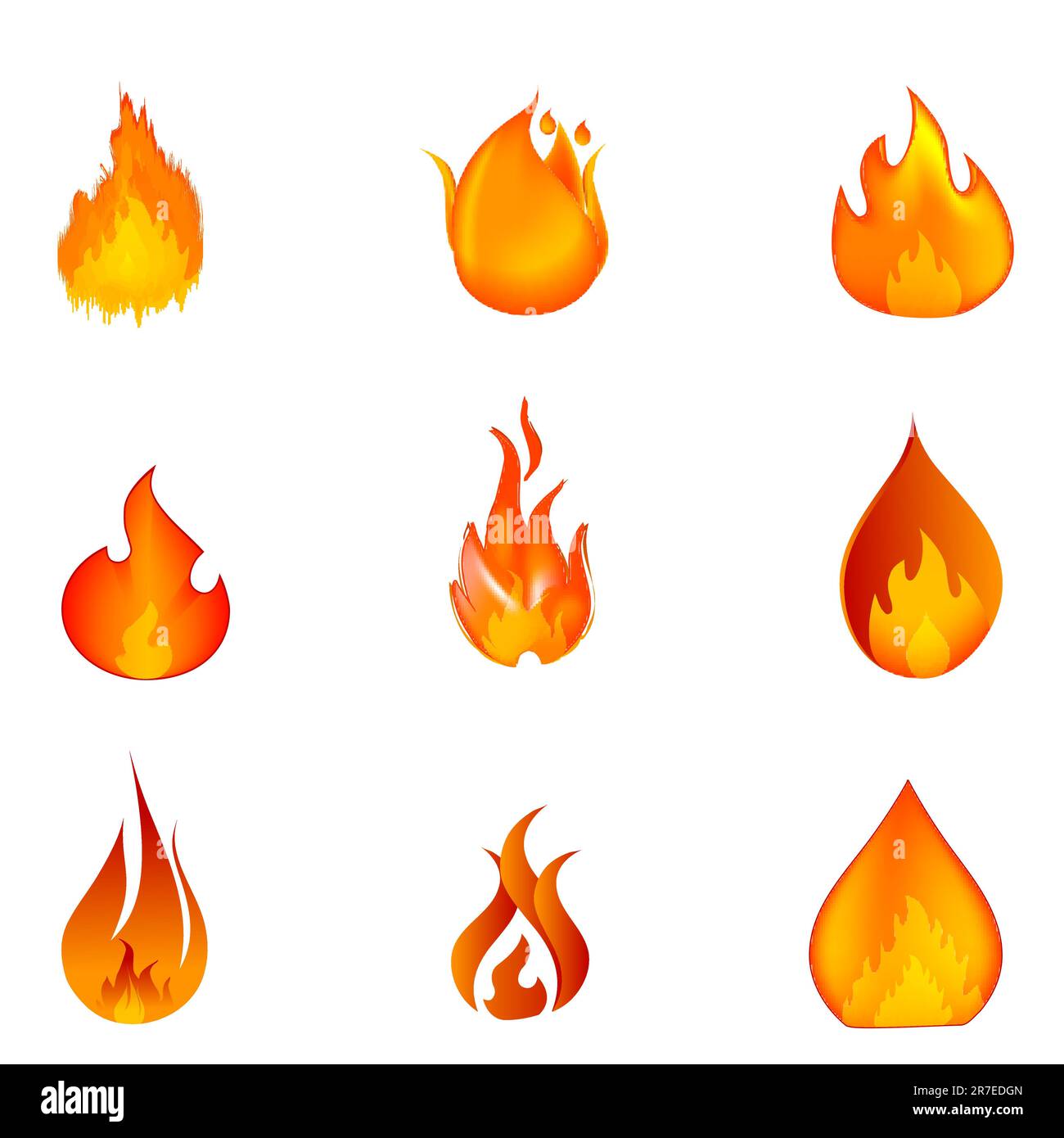 illustration of shapes of fire on white background Stock Vector Image ...