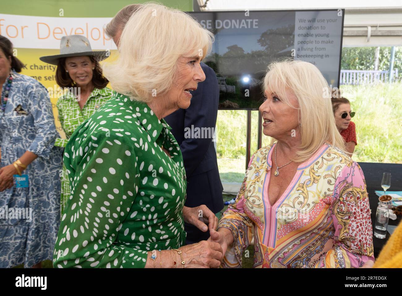 LONDON, UK: June 14, 2023, Queen Camilla talks to Elaine Paige at the ...