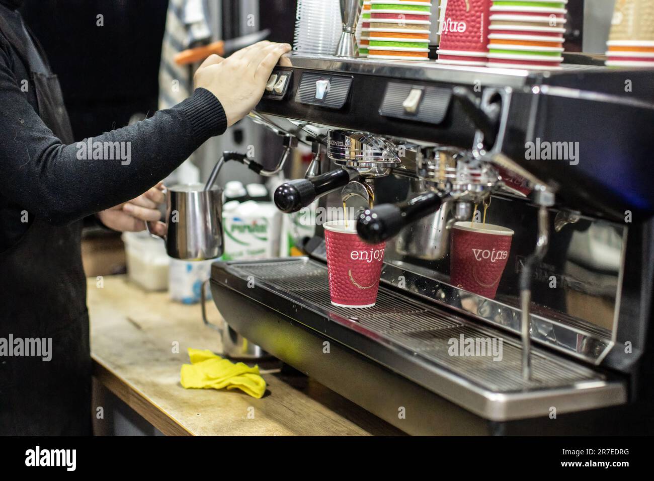 The theme of creating coffee brewing in a coffeeshop Stock Photo - Alamy