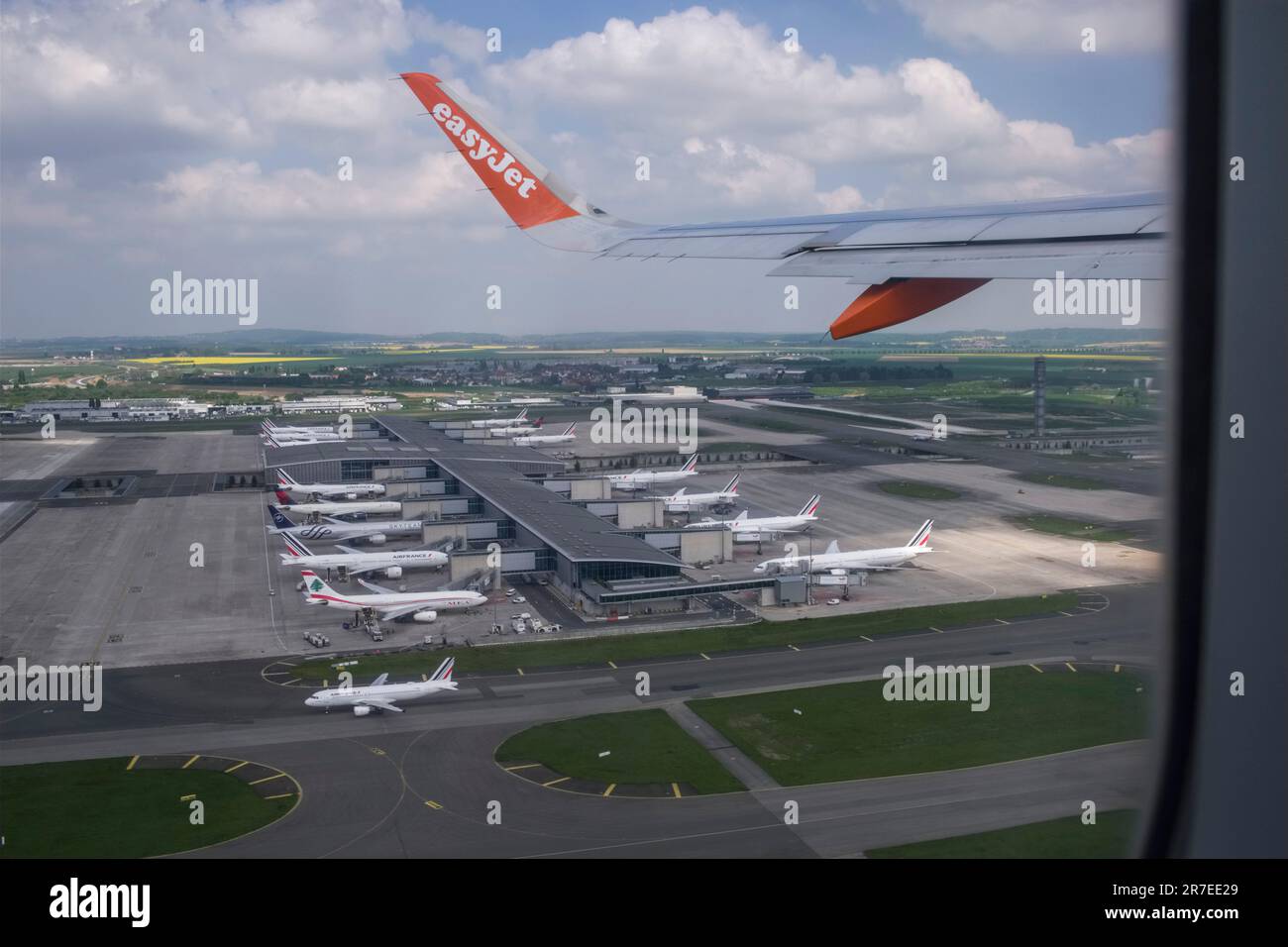 On board an Easyjet plane at Roissy Charles-De-Gaulle Airport Aerial ...