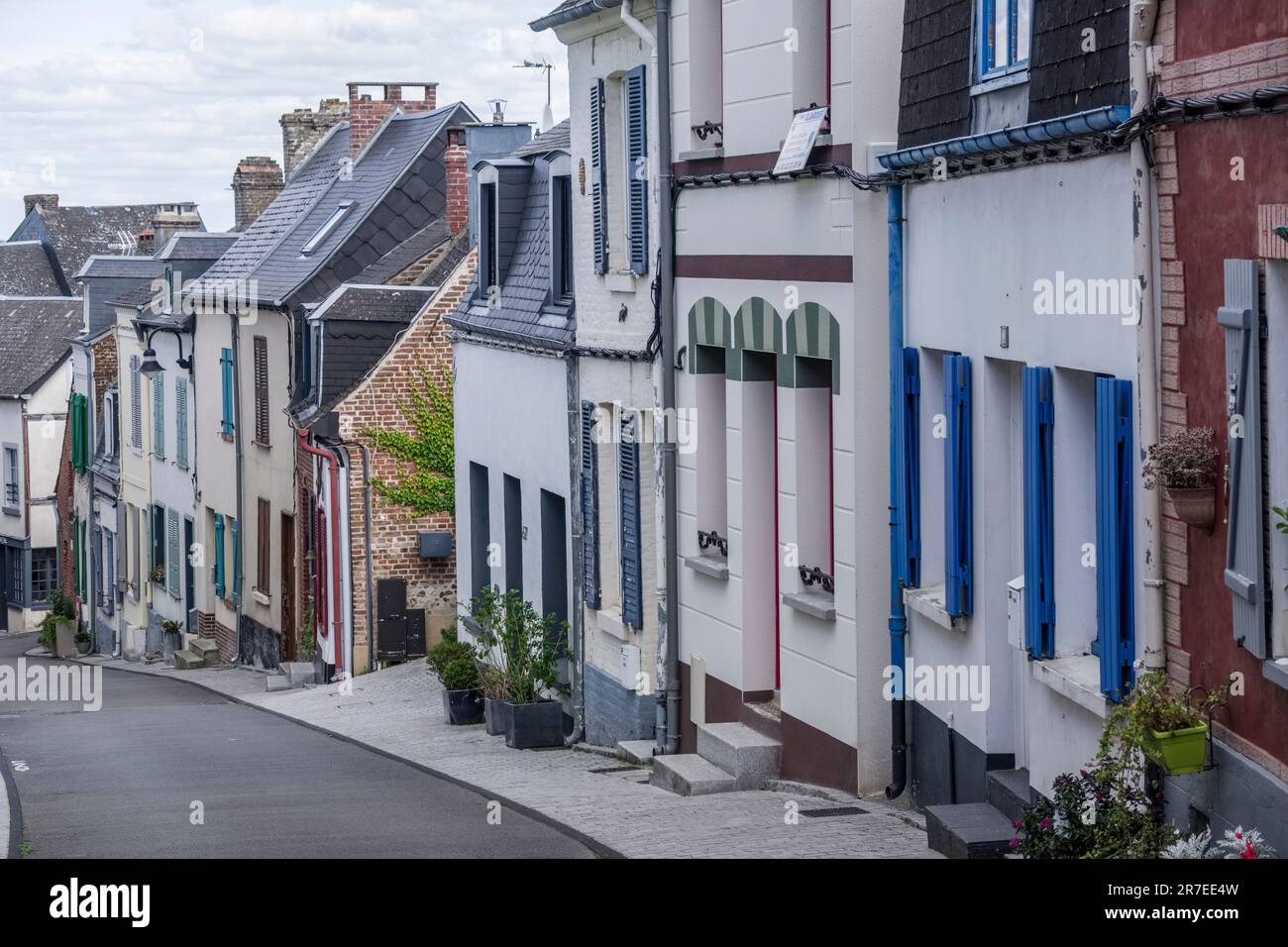 Saint-Valery-sur-Somme (northern France): houses in a street of the ...