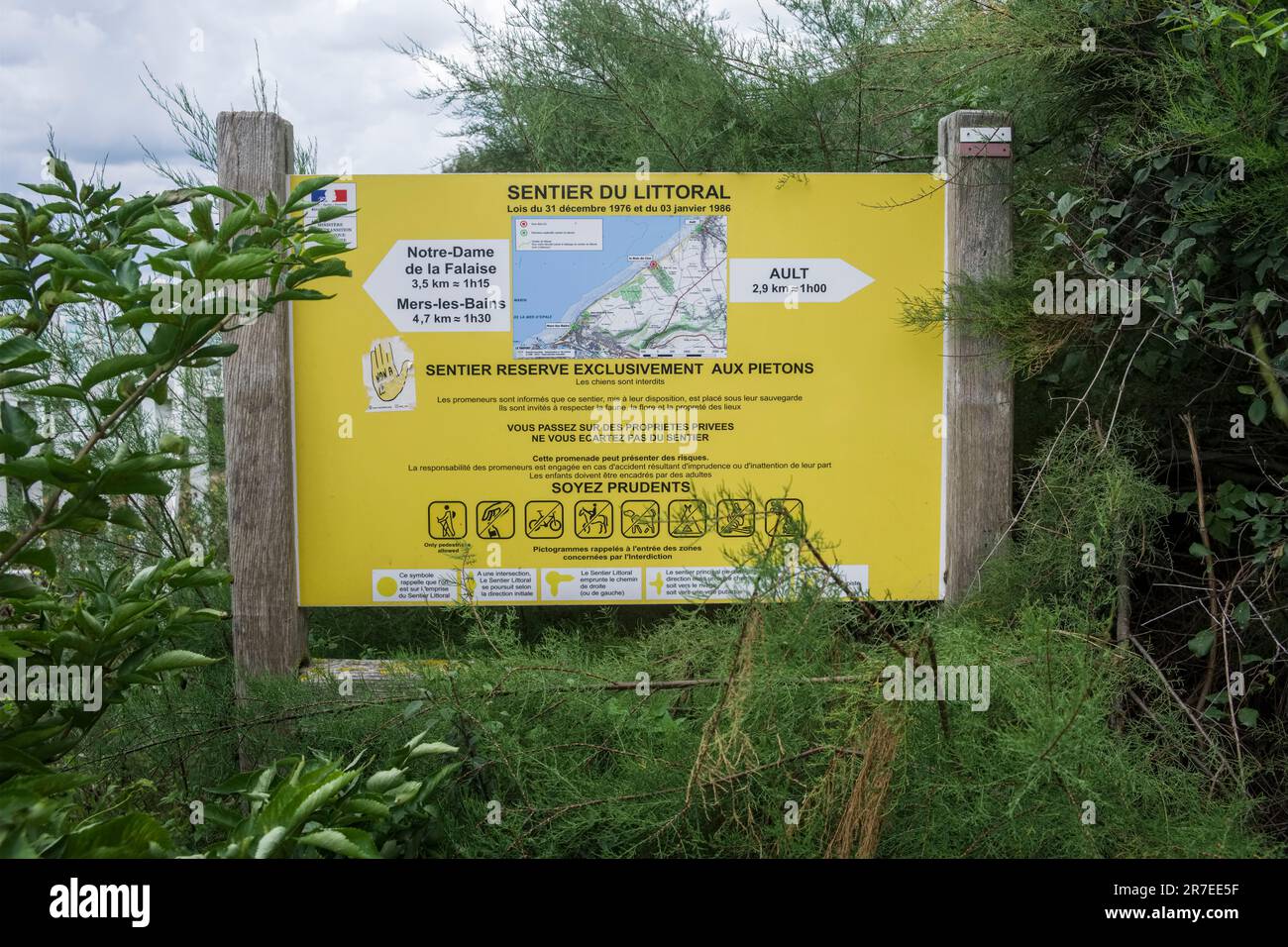 Ault (northern France): coastal hiking path information sign Stock ...