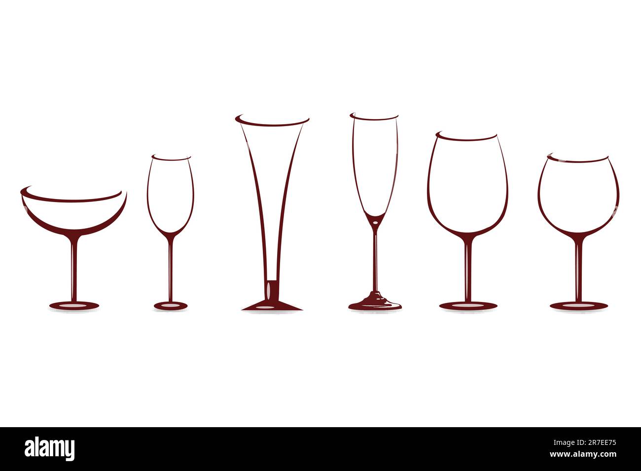 illustration of shapes of wine glasses on white background Stock Vector ...