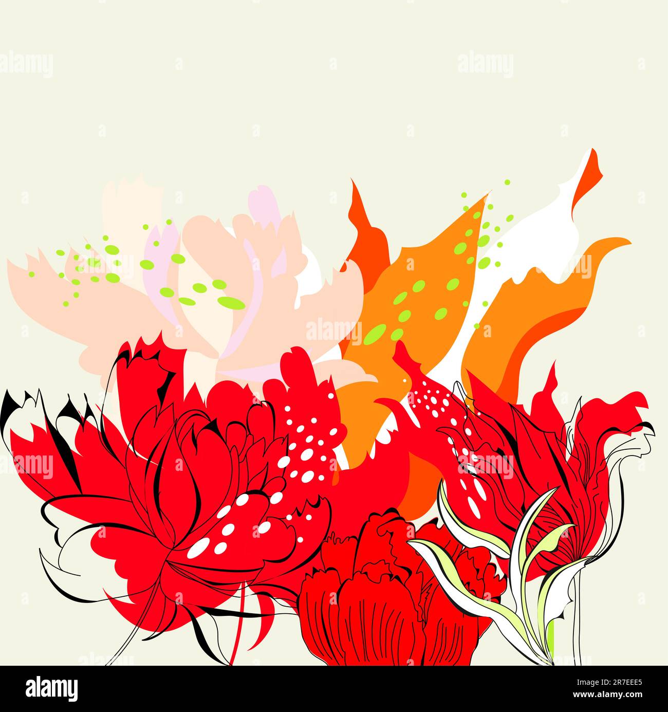 Red flowers border garden Stock Vector Images - Alamy