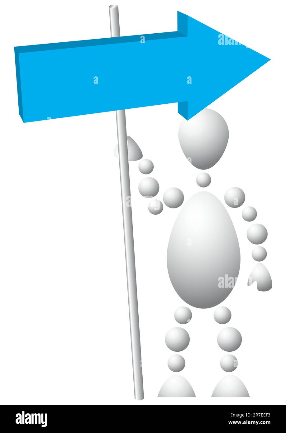 Man with blue arrow. Abstract 3d-human series from balls. Variant of ...