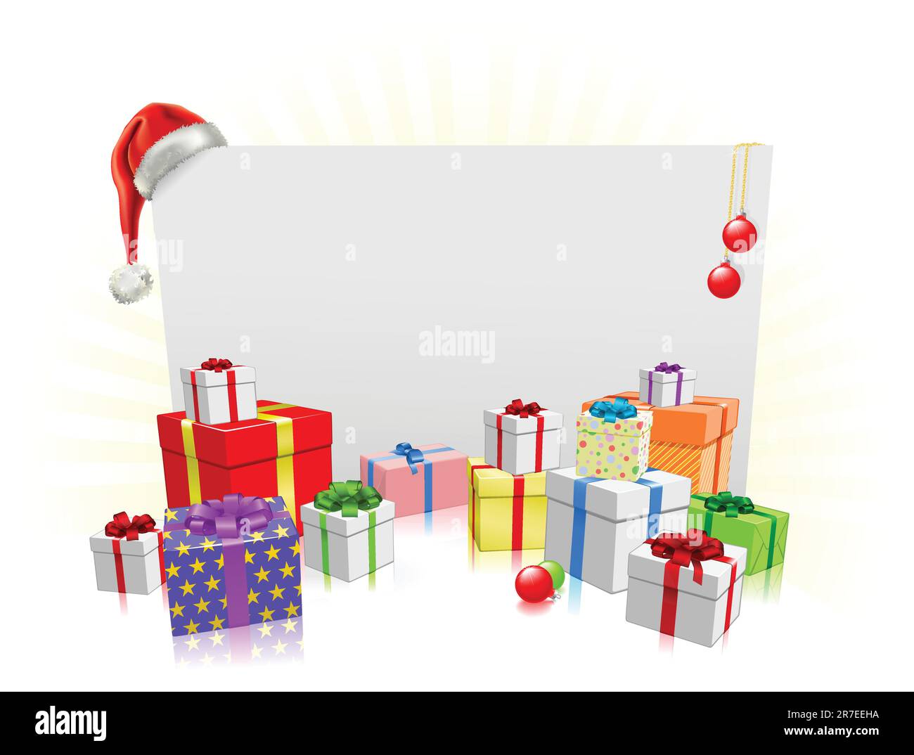 Christmas sign and gifts background with copyspace for your message ...