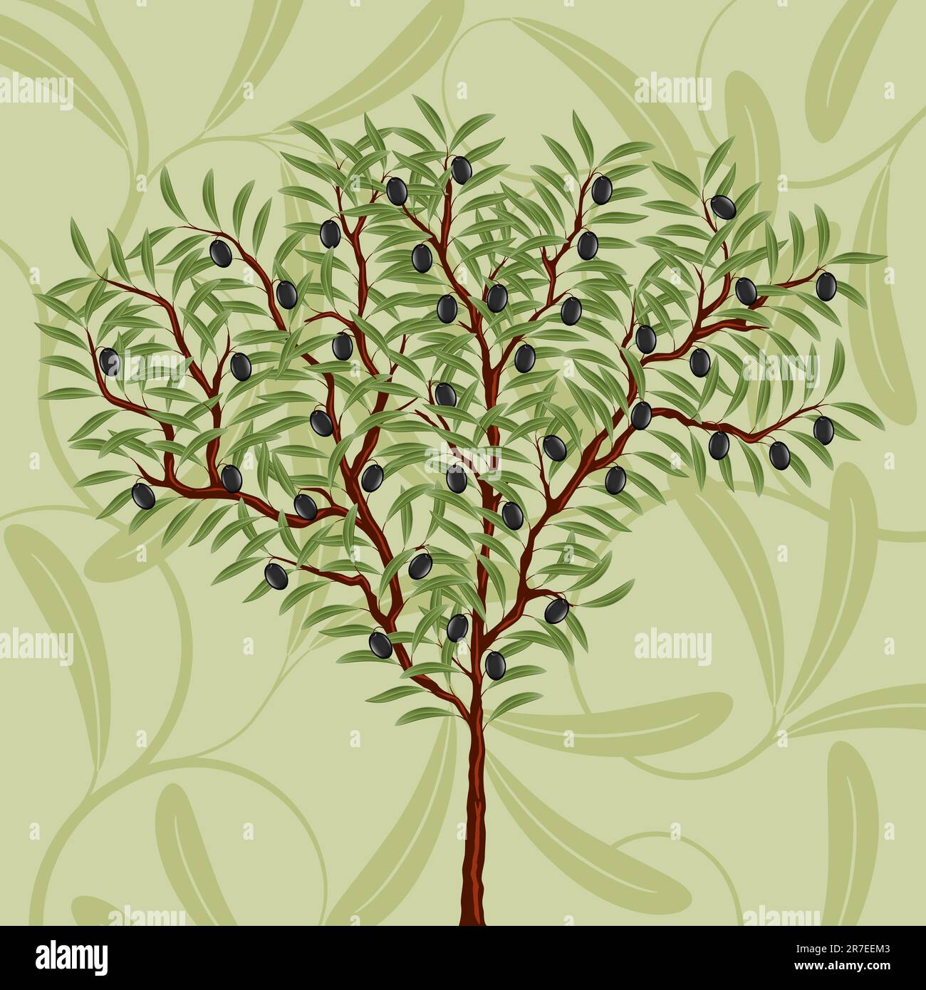 Floral pattern with an olive tree. Vector illustration Stock Vector Image & Art - Alamy