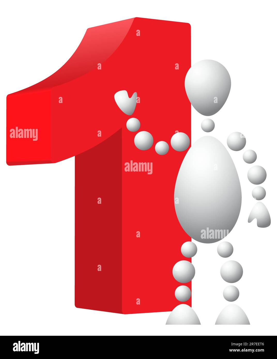 Man With Red Symbol Of 1 Abstract 3d Human Series From Balls Variant