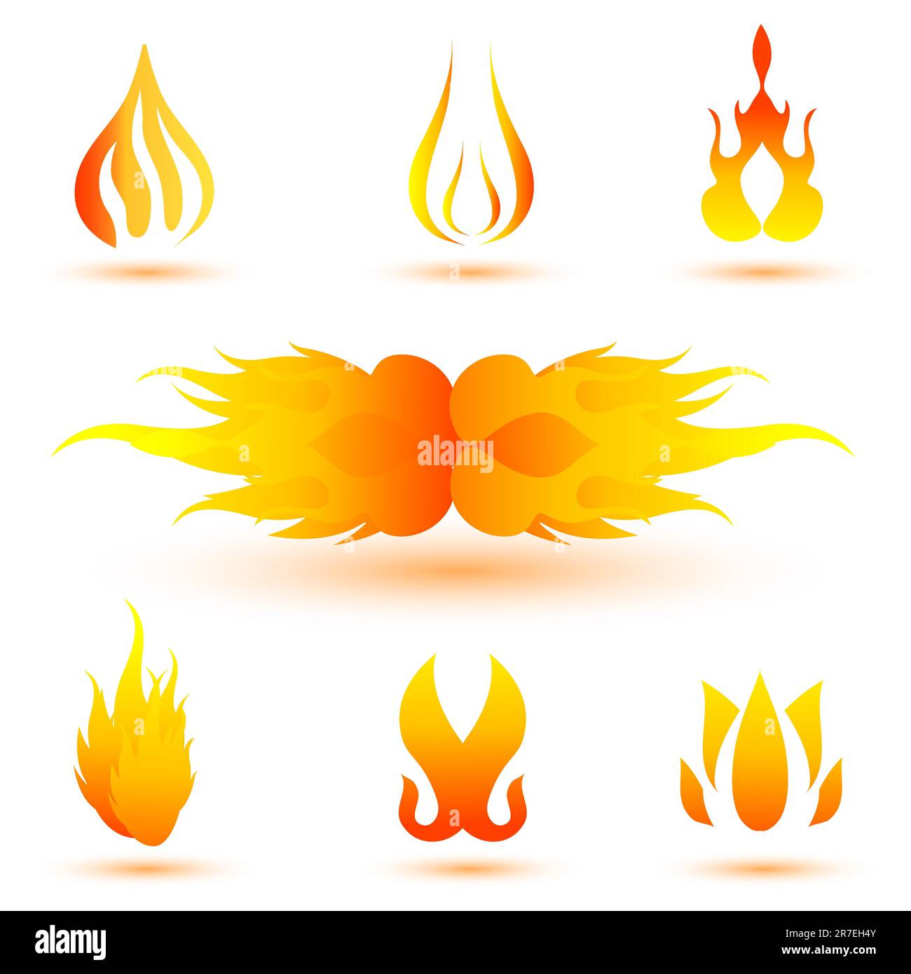 illustration of shapes of fire on white background Stock Vector Image ...