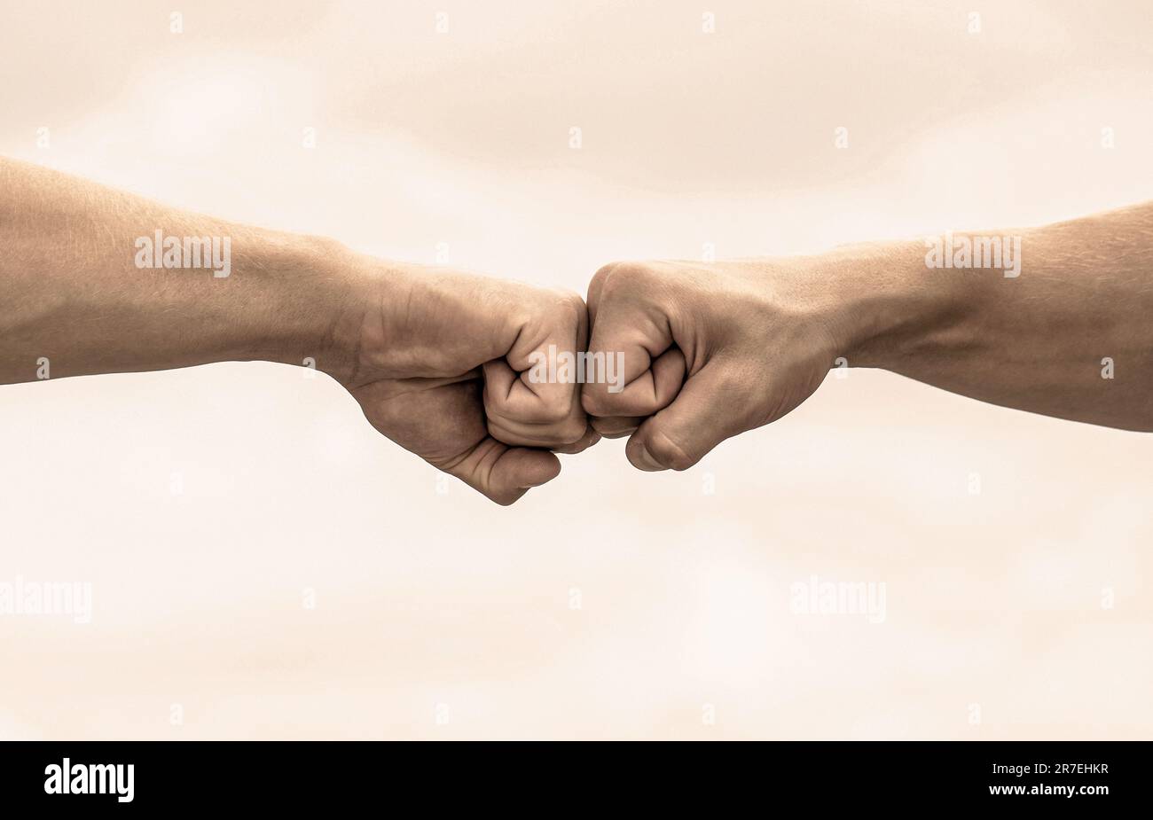 Concept of confrontation, competition. Gesture of giving respect or ...