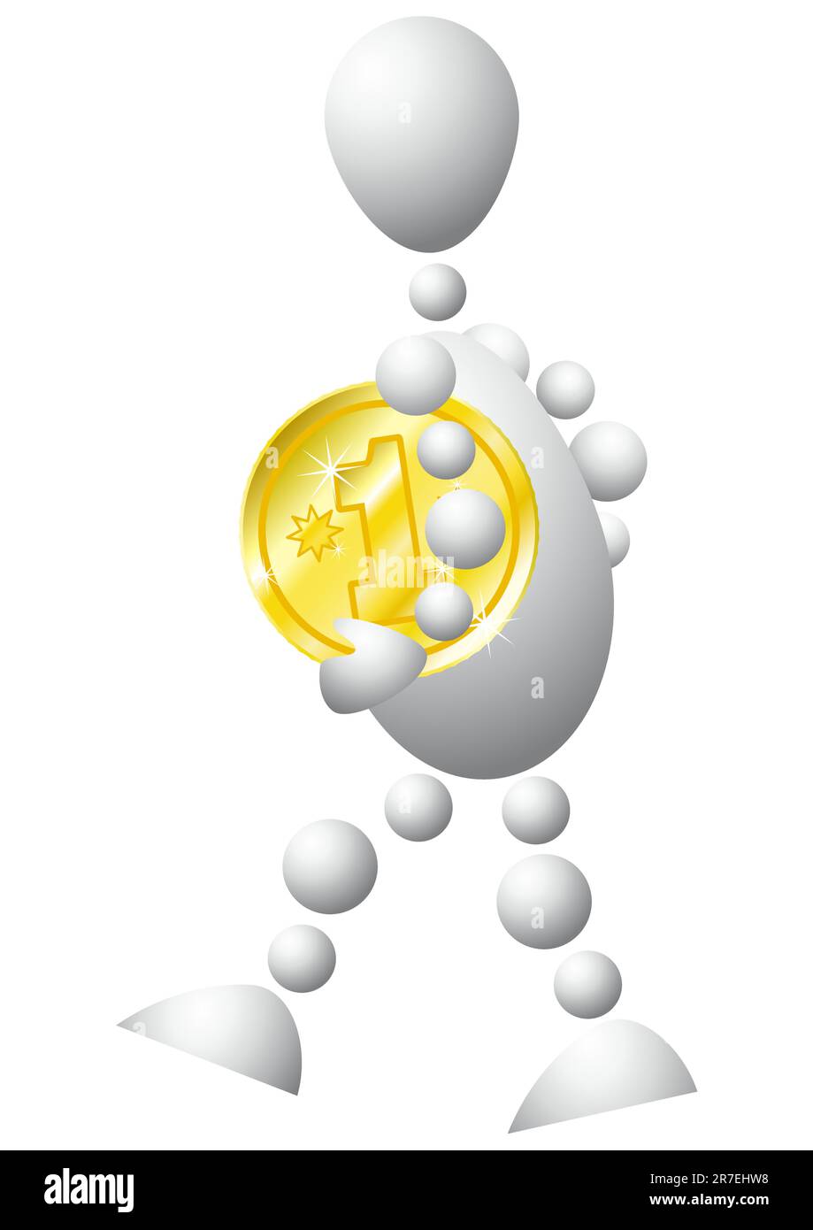 Man With Golden Coin Abstract 3d Human Series From Balls Variant Of