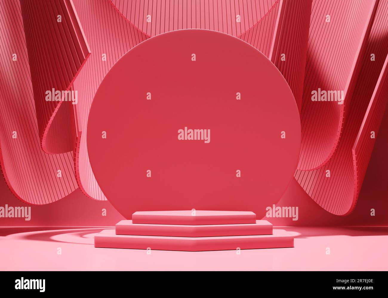 3D rendering abstract red platform podium product presentation ...