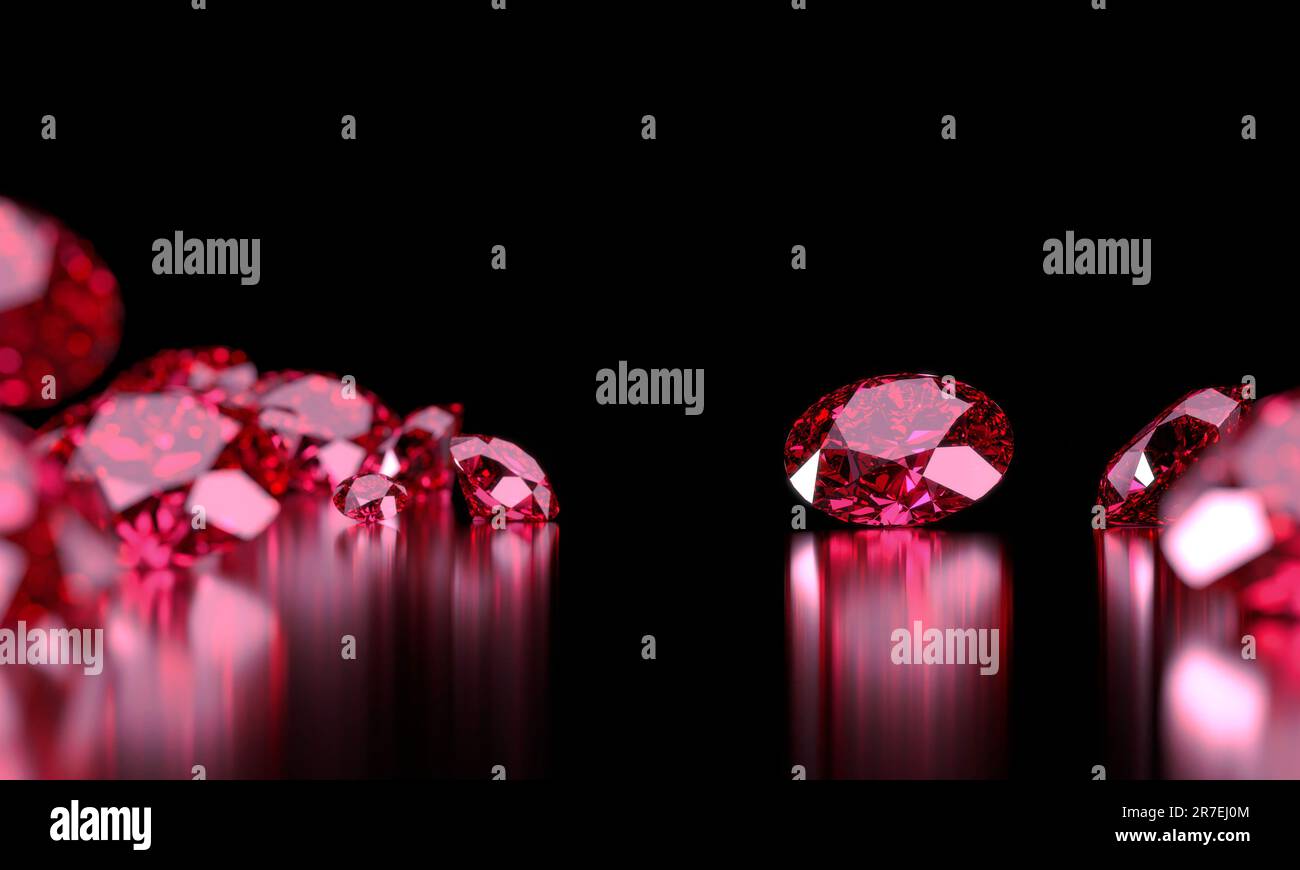 Ruby Gem Diamond group placed on dark background 3d rendering Stock ...